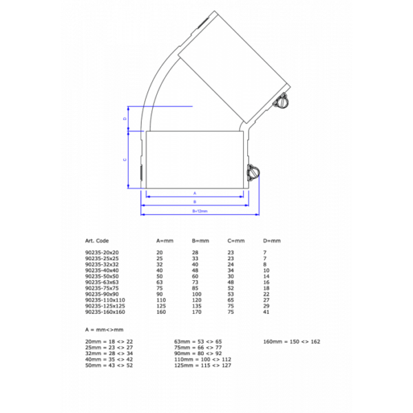 Flexibele rubber bocht (45°) 125mm - Hovenier en Vijverspecialist Geerlings